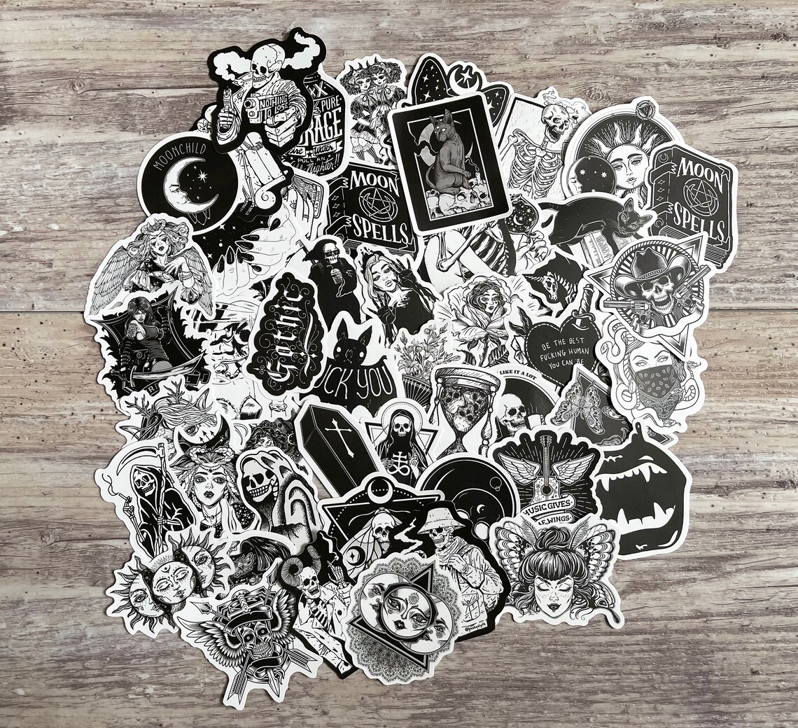 Black and White GOTH Vinyl Sticker Pack 10 20 50 - Etsy