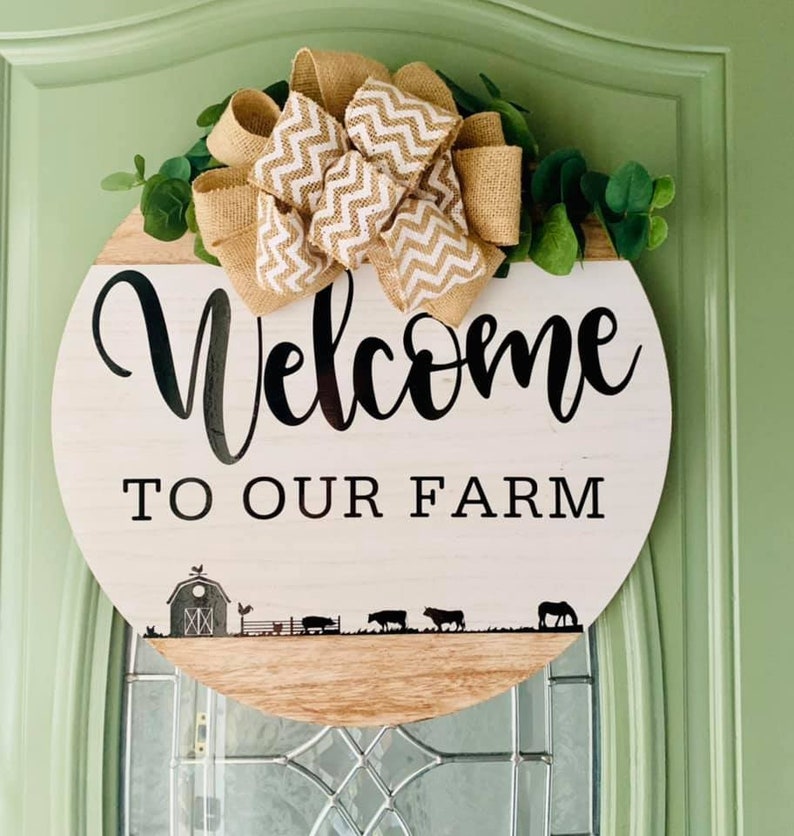 Welcome to the Farm Door Sign, Wooden Door Hanger, Door Sign, Wood Sign ...