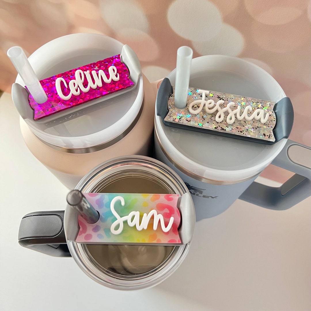 40 Oz Tumbler Name Plate, Personalized Tumbler ID Tag, Straw Topper ...