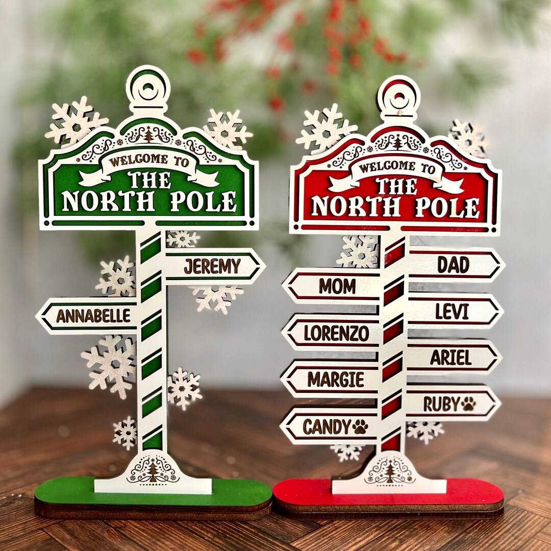 North Pole Family Sign Ornament, Custom Family Ornament, Family ...