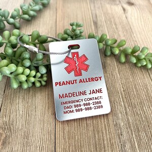 Personalized Medical Tag, Allergy Tag, Medical Alert Bag Tag, Medical ...