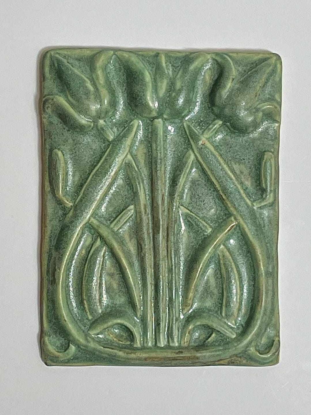 Handmade Art Nouveau Style Tulip Floral Ceramic Relief Tile With ...