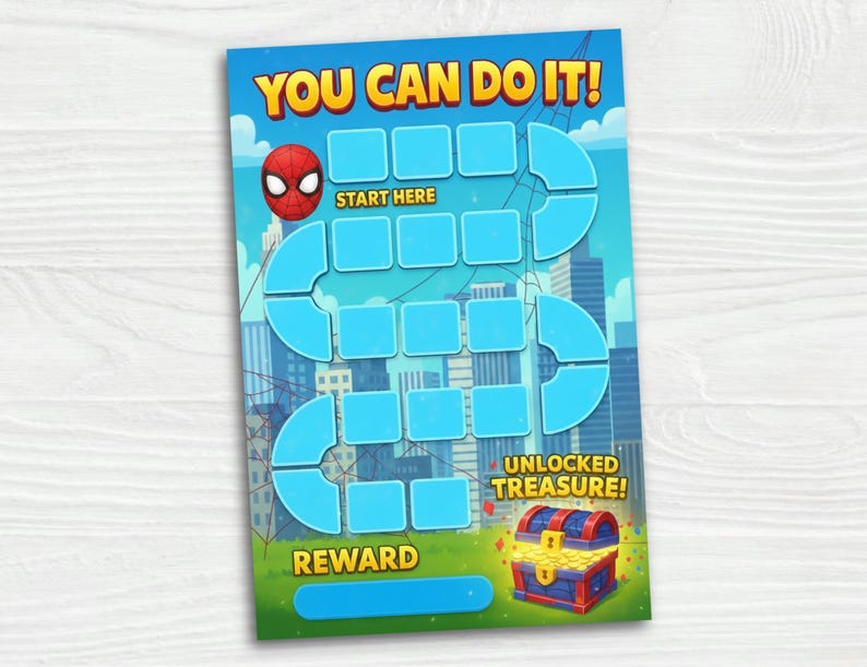 Spider Hero Kids Reward Chart: Printable Chore & Behavior Tracker ...