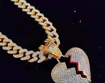 Broken Heart Cuban Chain - Etsy