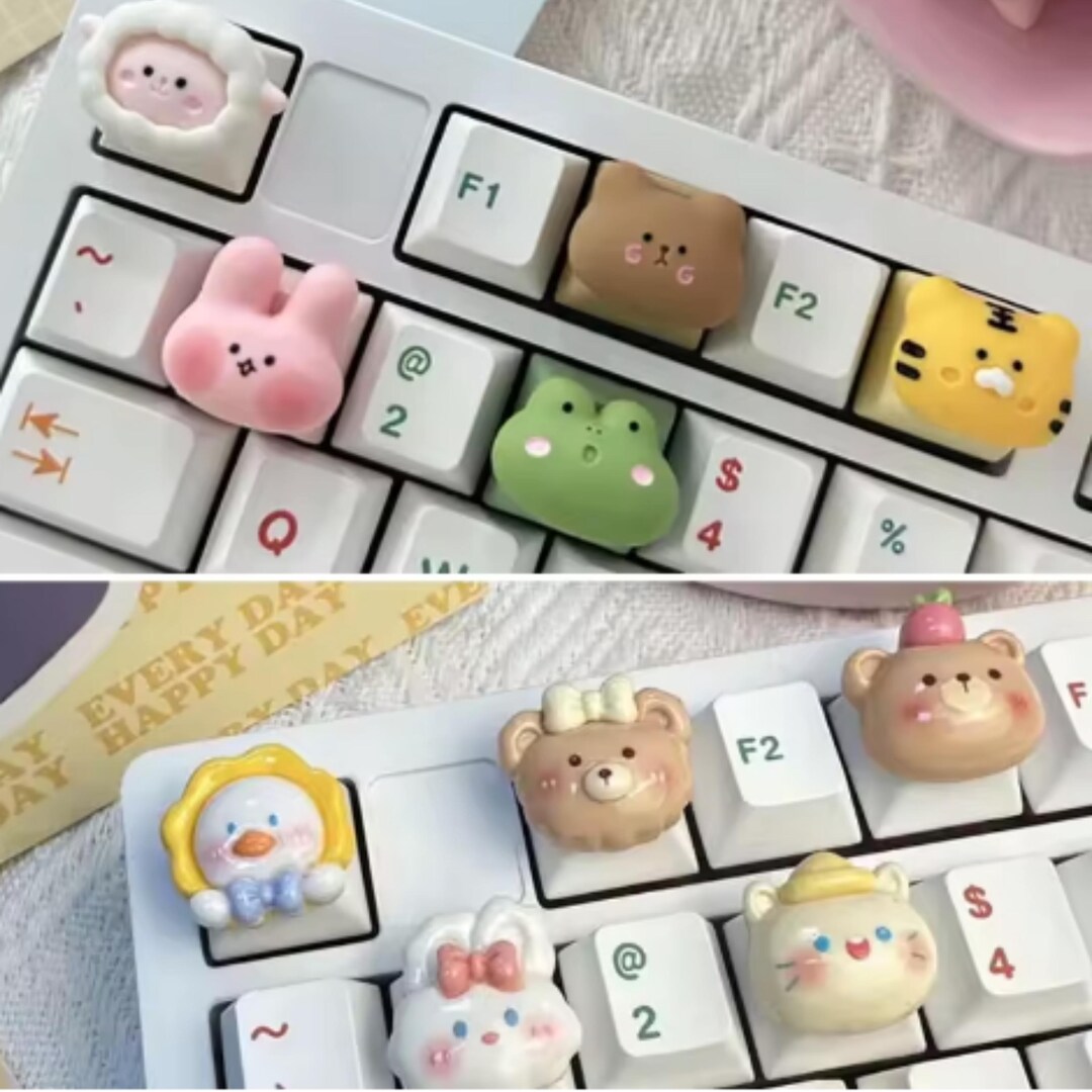1pc Adorable Cartoon Anime Keycaps, Cute Bear, Rabbit Keycaps for ...