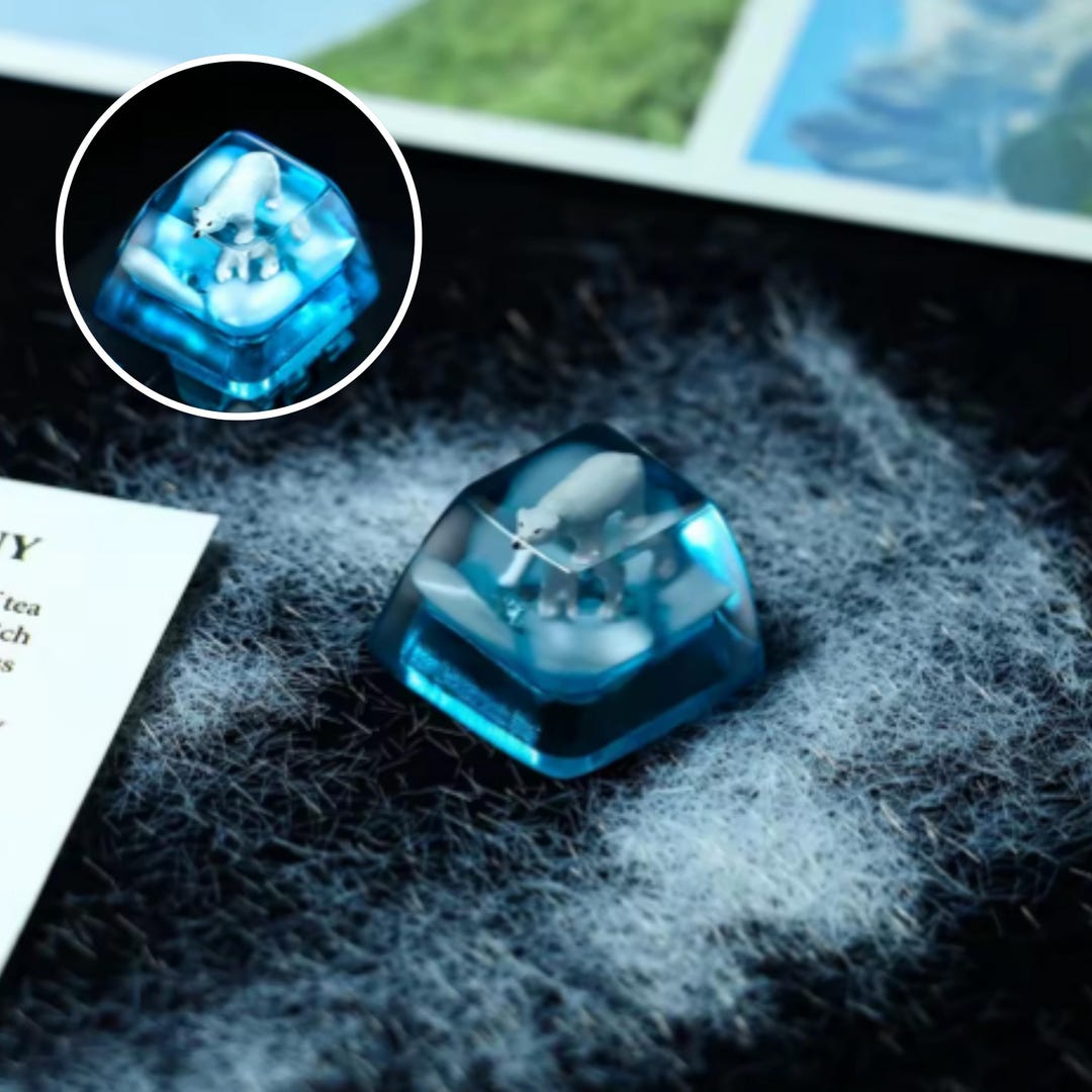 1pc Polar Bear Keycaps, Cool Glacier Snow Mountain Keycaps Keyboard ...