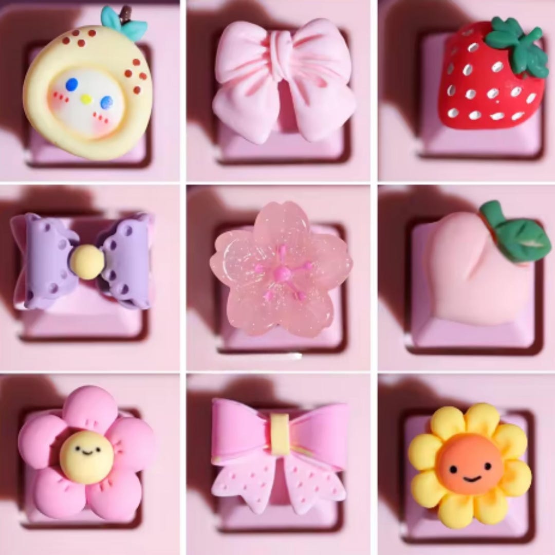 1pc Cute Sunflower Strawberry Keycaps, Adorable Flower Keyboard ...