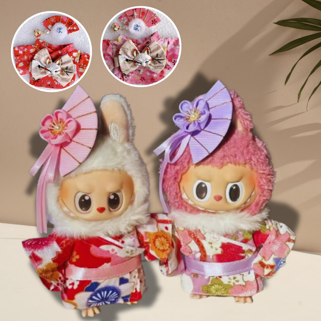 Traditional Japanese Style for Labubu, Kimono Outfit for Labubu, Labubu ...