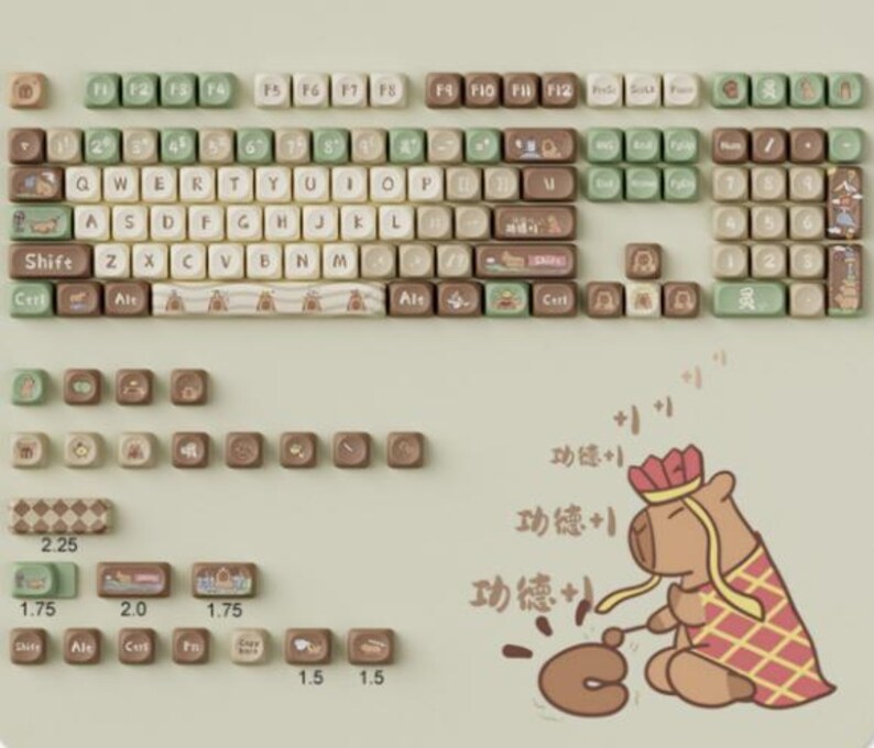 131 Keys Kawaii Capybara Keycap Set, Cute Artisan Keycap for Mechanical ...
