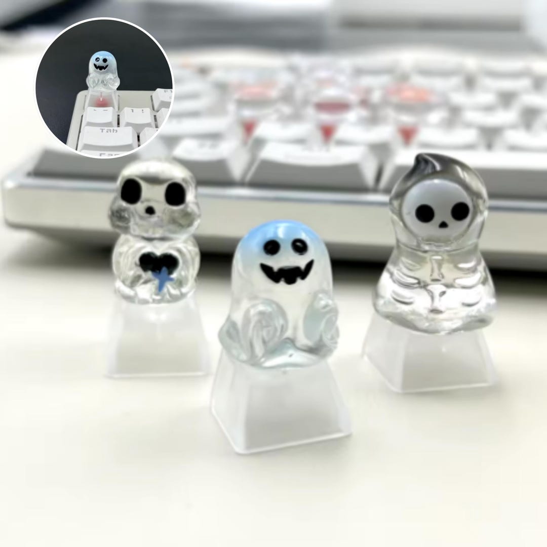 1pc Adorable Skeleton Ghost Keycaps, Ghost Keycaps for Your Halloween ...