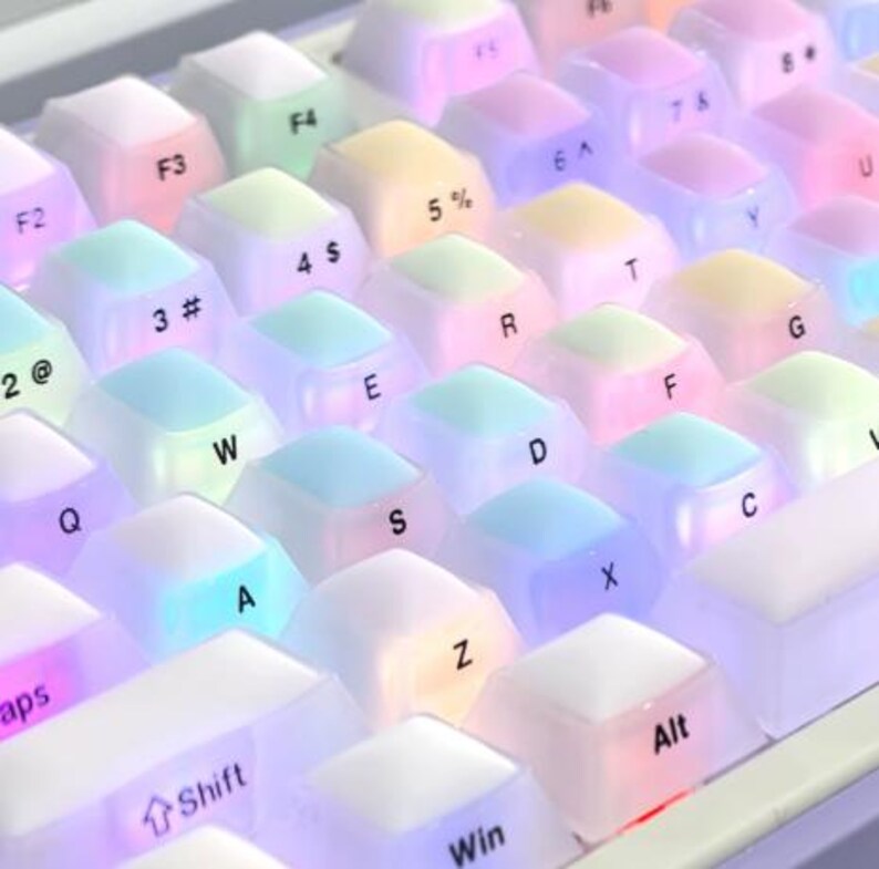 124 Keys Candy Color Rainbow Keycaps, Rainbow Transparent Keycap Set ...