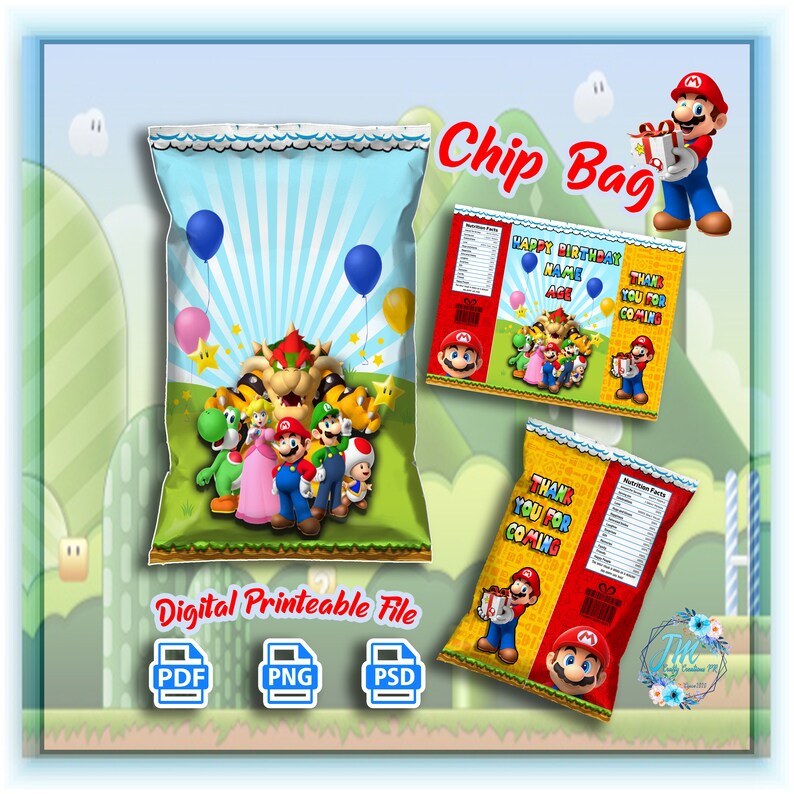 Super Mario Chip Bag Printable Template With Font Include - Etsy UK