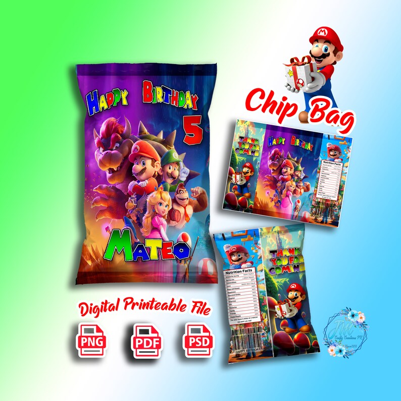 Mario Bros Movie Chip Bag Printable Template With Font Include - Etsy ...