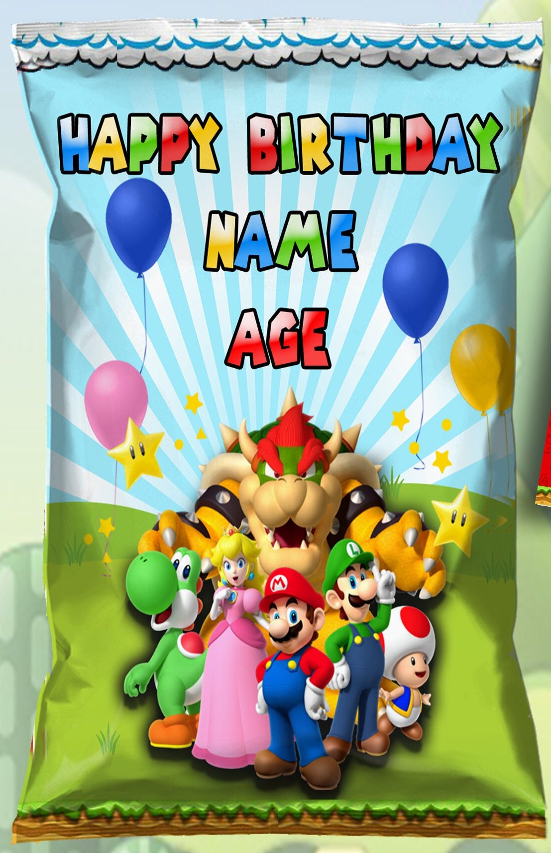 Super Mario Chip Bag Printable Template With Font Include - Etsy UK