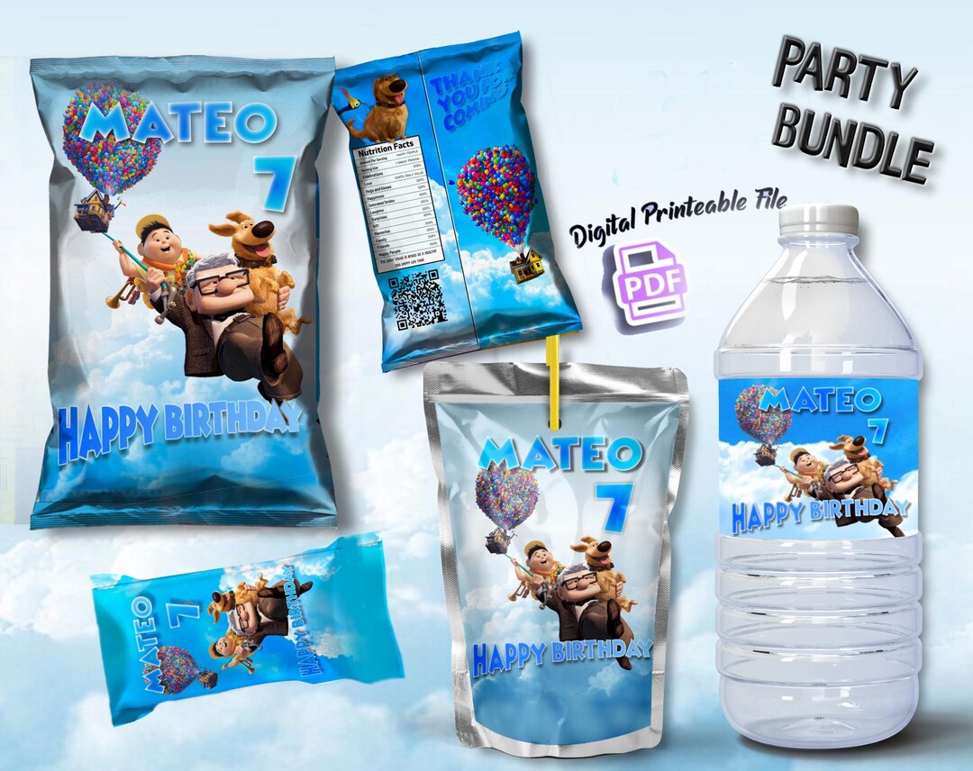Pixart UP Movie Chip Bag Party Bundle with Name and Age PDF Digital ...