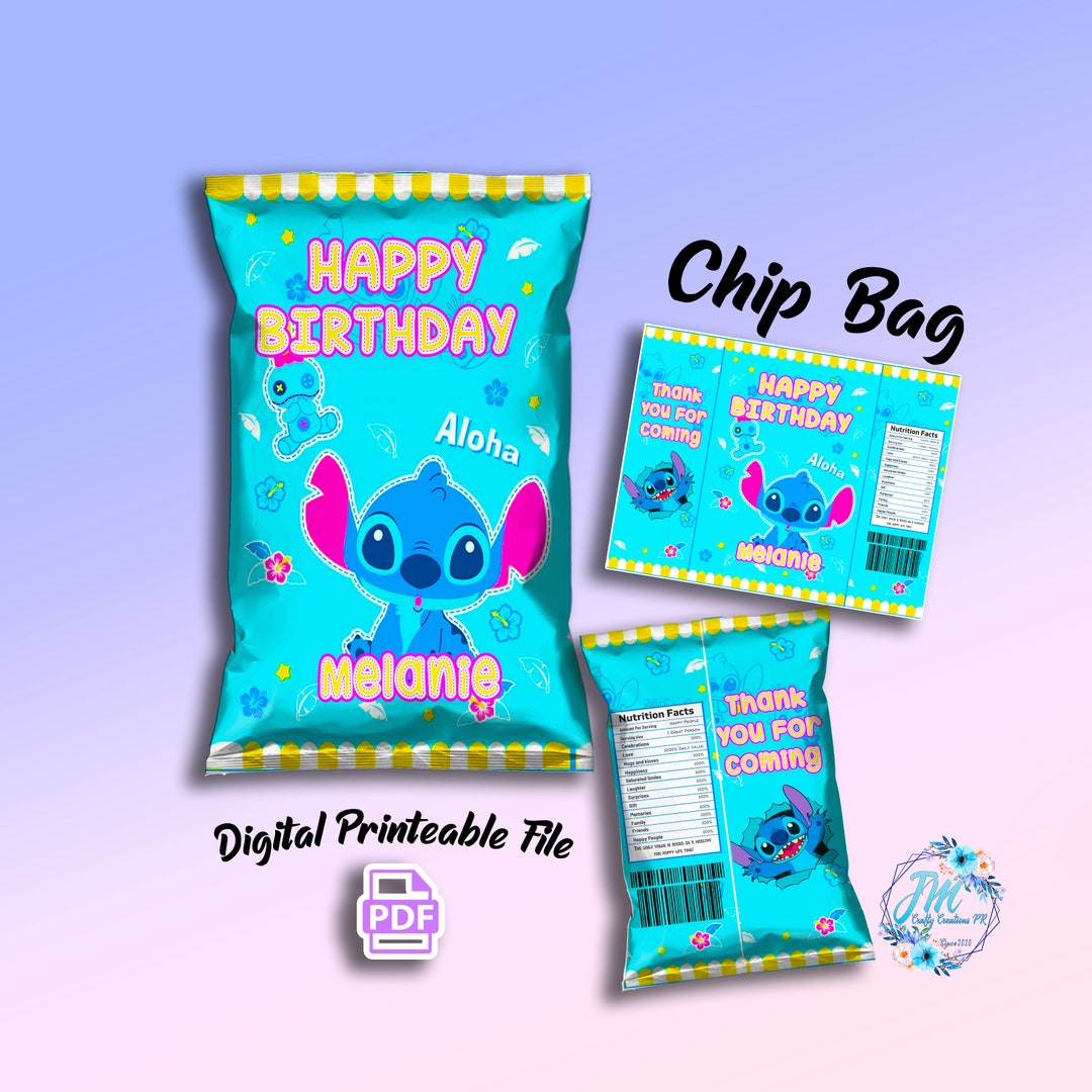 Stitch and Chip Bag with name and age PDF Digital File is Not Instant ...
