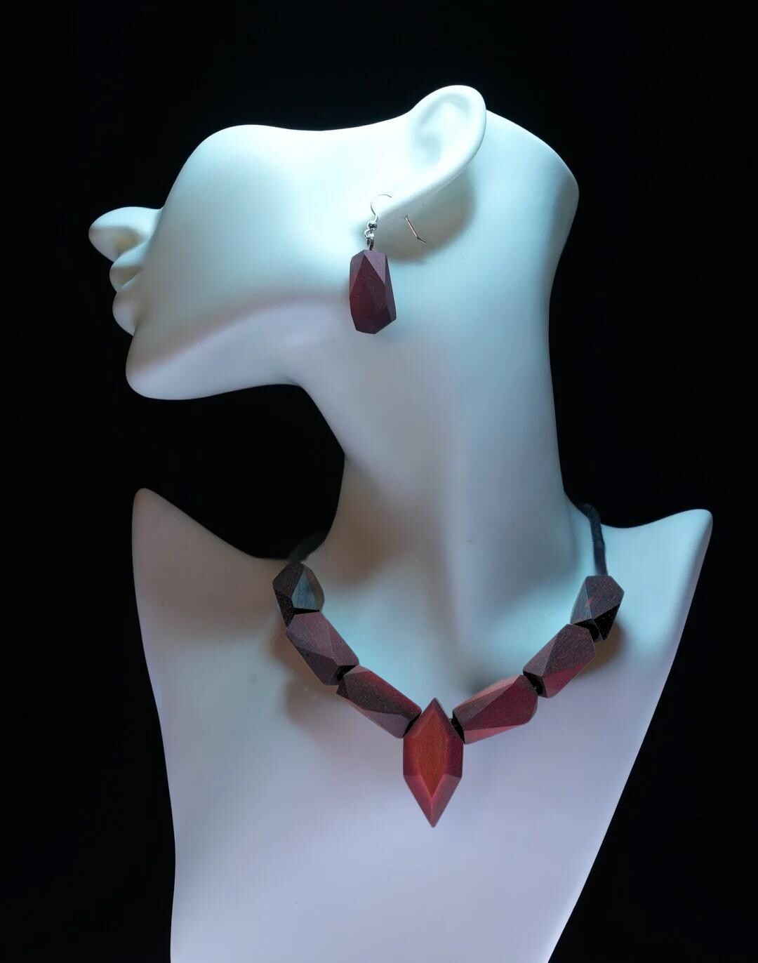 Cherry Wood Shadow Necklace - Etsy