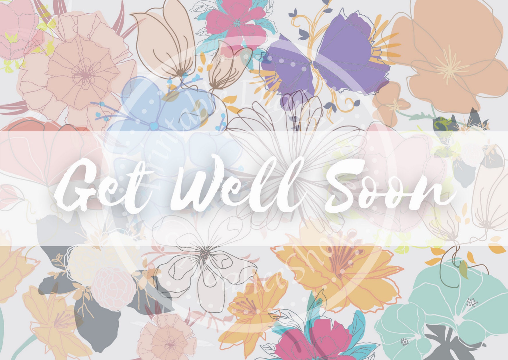 Printable Get Well Soon Card / Flower Bouquet Card / | Etsy