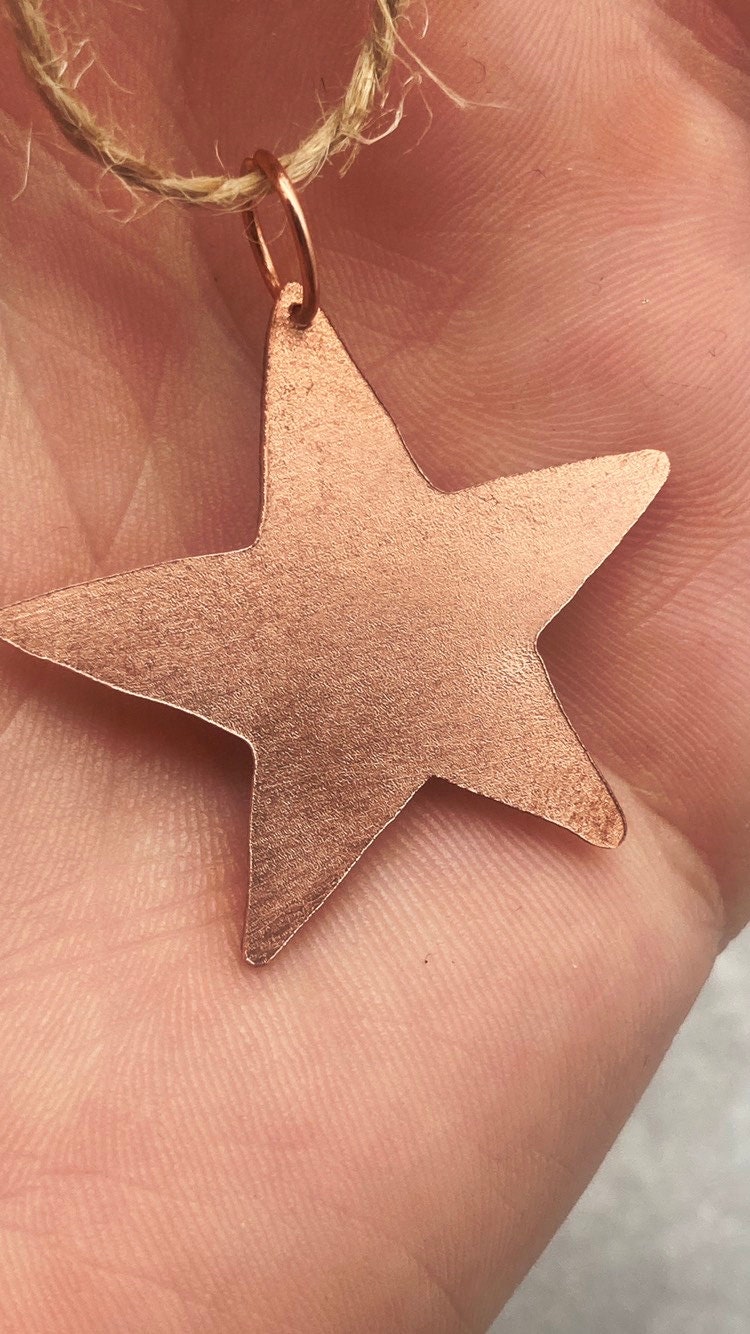 Trio of Frosted Copper Stars, Matt Metallic Stars, Three Decorations ...