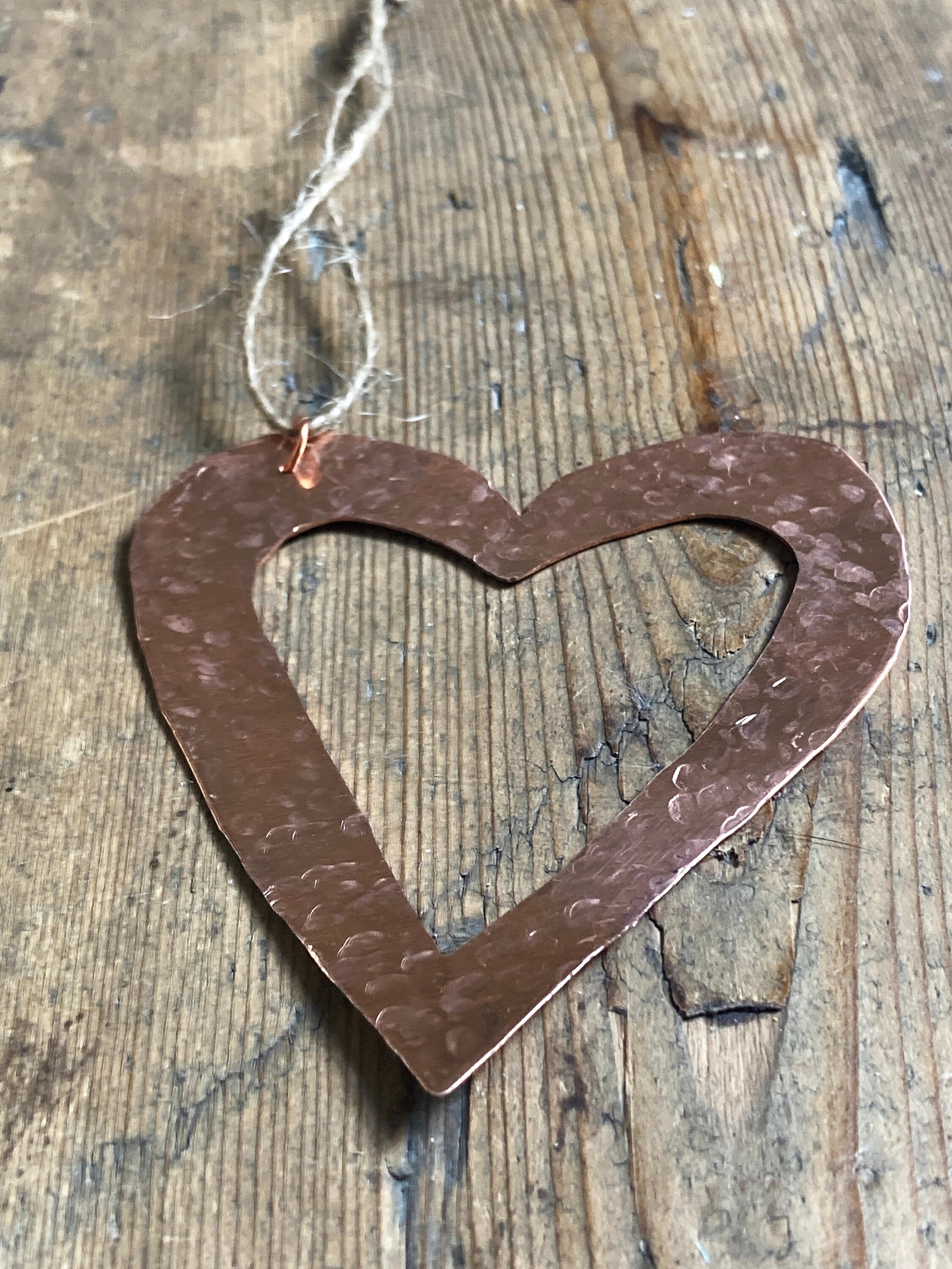 Copper Heart, Hammered Metal Love Heart Outline, 7th and 9th ...