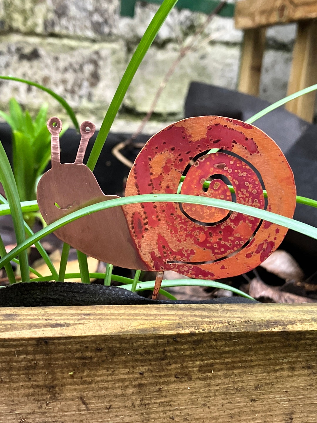Copper Snail Flower Pot Friend, Garden Decor, Copper Garden Ornament ...