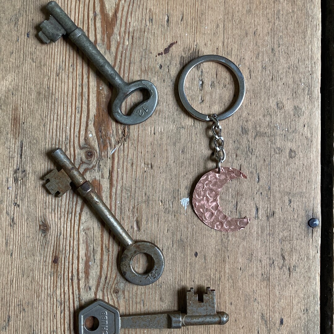 The Moon Copper Keyring, Crescent Moon Celestial Metal Keychain ...