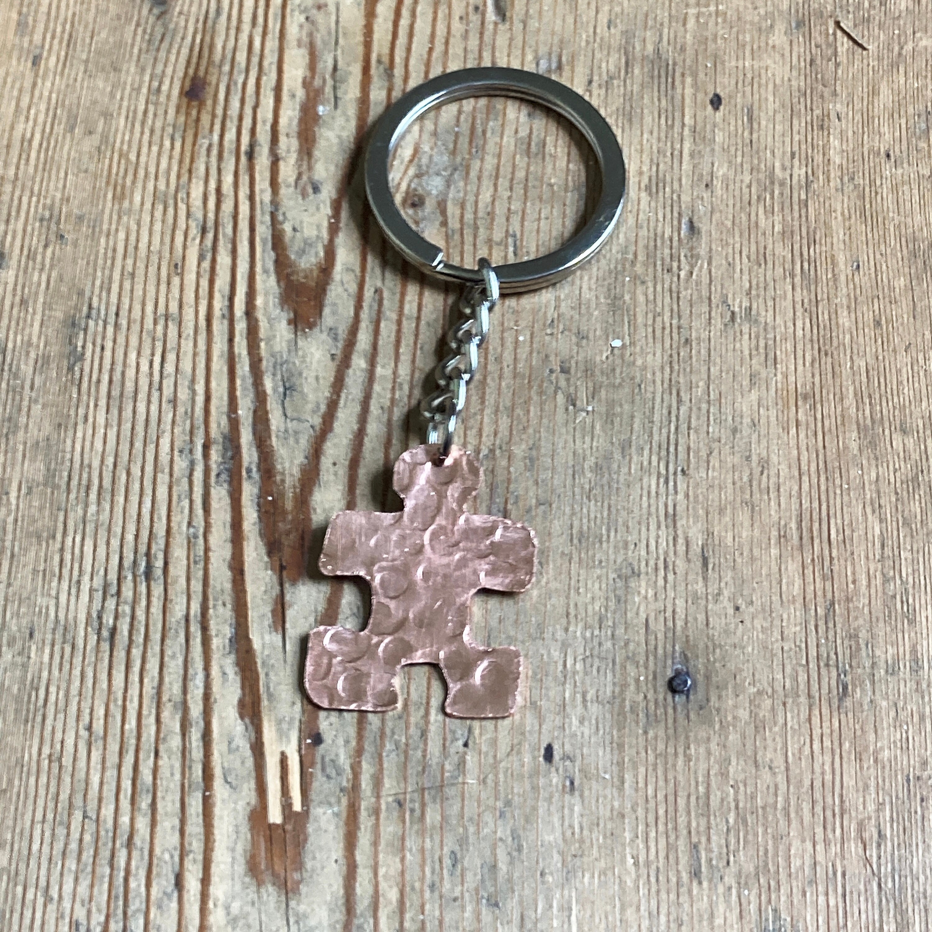 Copper Jigsaw Keyring, Metal Puzzle Piece Keychain, Gift for Friends ...