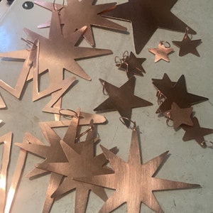 Trio of Copper Stars, Metallic Stars, Three Decorations for Indoor or ...
