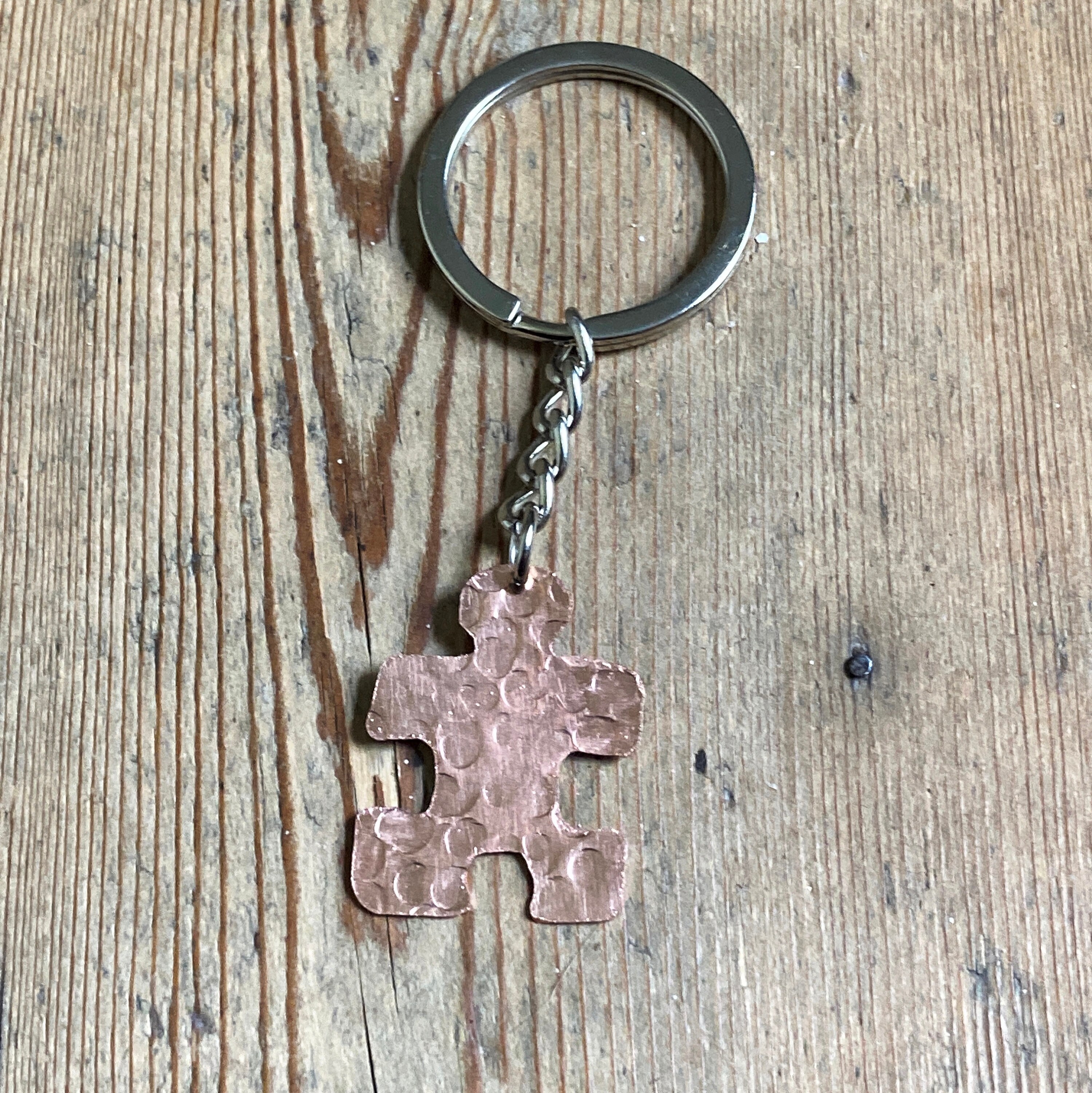 Copper Jigsaw Keyring, Metal Puzzle Piece Keychain, Gift for Friends ...