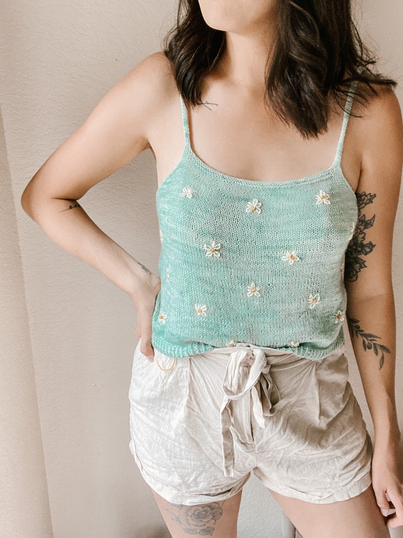 Knitting Pattern Lazy Daisy Crop | Etsy