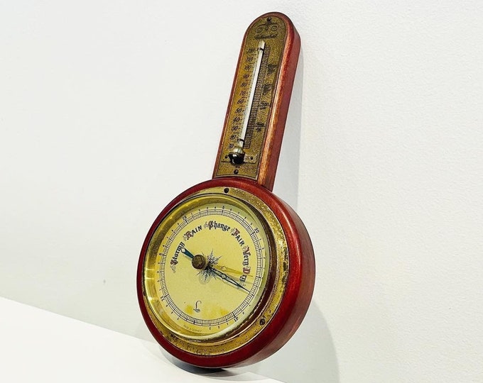 Vintage Lufft Thermometer & Weather Barometer Wood and Brass Barometer ...