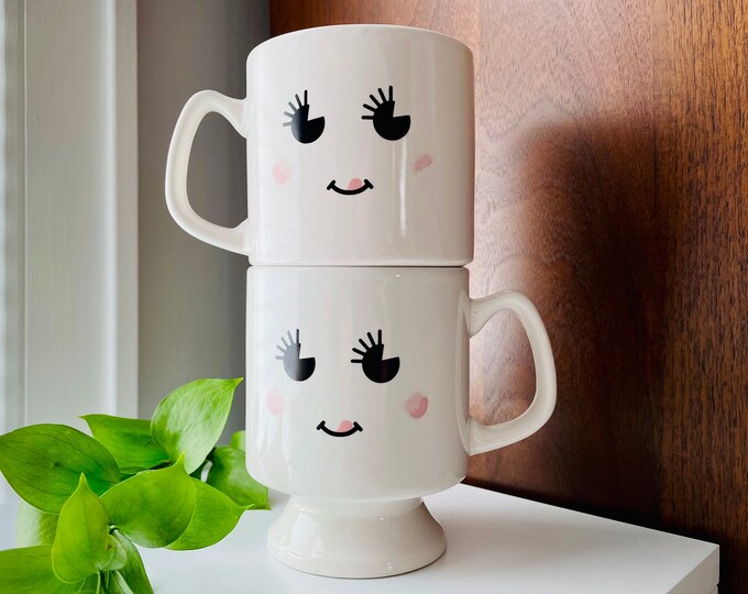 Sparrow & Wren Emoji Mugs Set of 2 • Vintage Mugs, Retro Home, Vintage ...