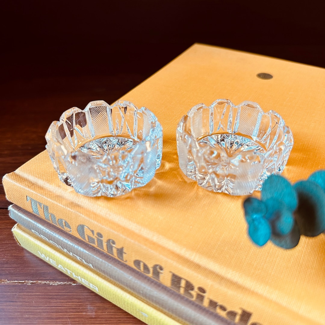 Vintage Set of 2 Crystal Glass Tea Light Candle Holders • 1960s ...