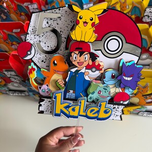 Pokémon Birthday Cake Topper | Personalized Name, Age | Ash Ketchum ...