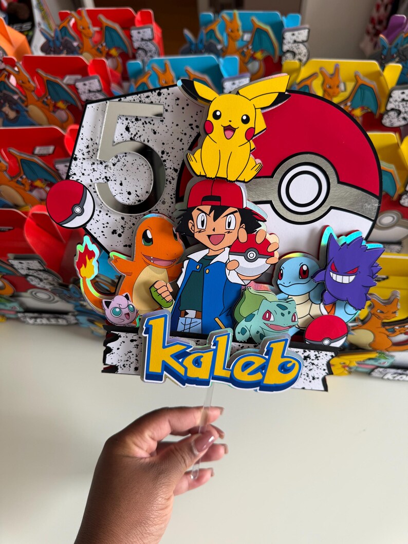 Pokémon Birthday Cake Topper | Personalized Name, Age | Ash Ketchum ...