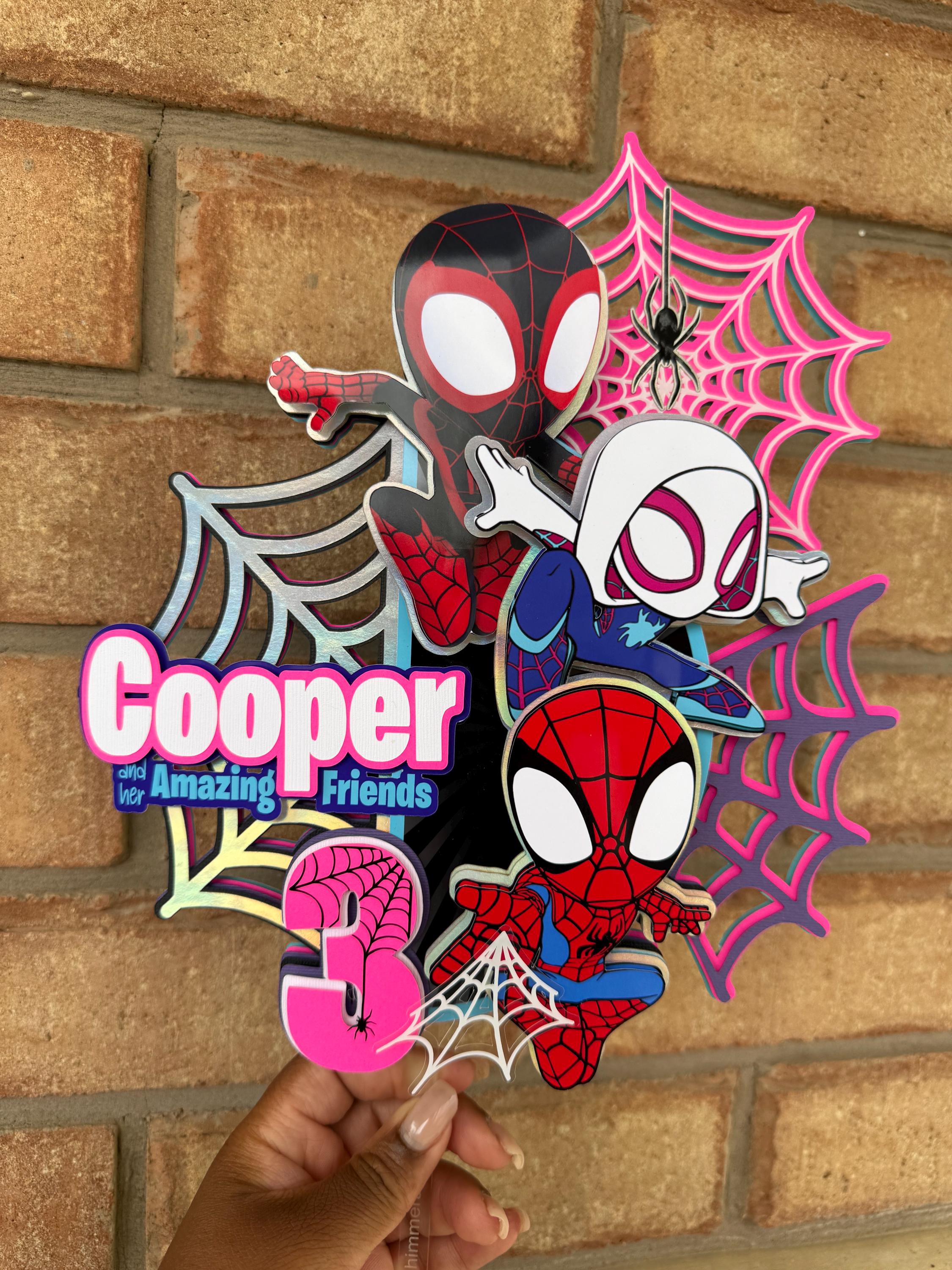 Spidey & His Amazing Friends Cake Topper Pink Teal Spidey Cake Topper ...