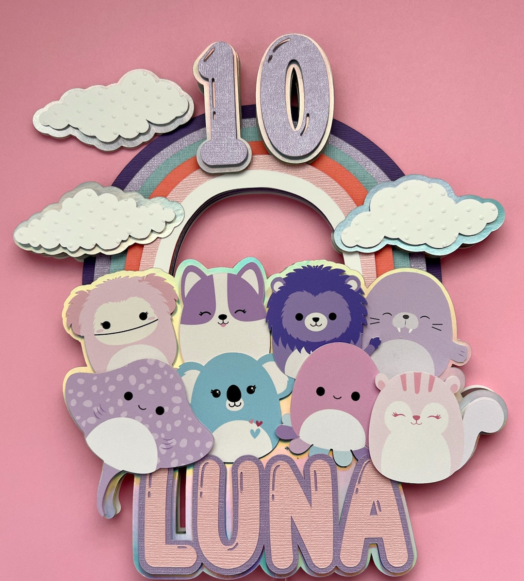 Custom Squishmallow Cake Topper,squish Squad,name,personalized Age ...