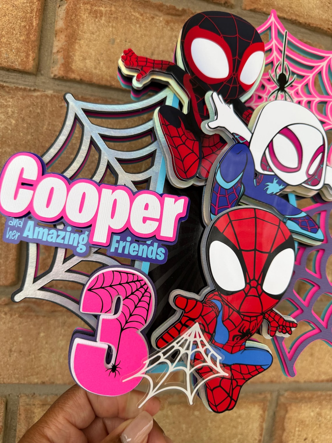 Spidey & His Amazing Friends Cake Topper Pink Teal Spidey Cake Topper ...
