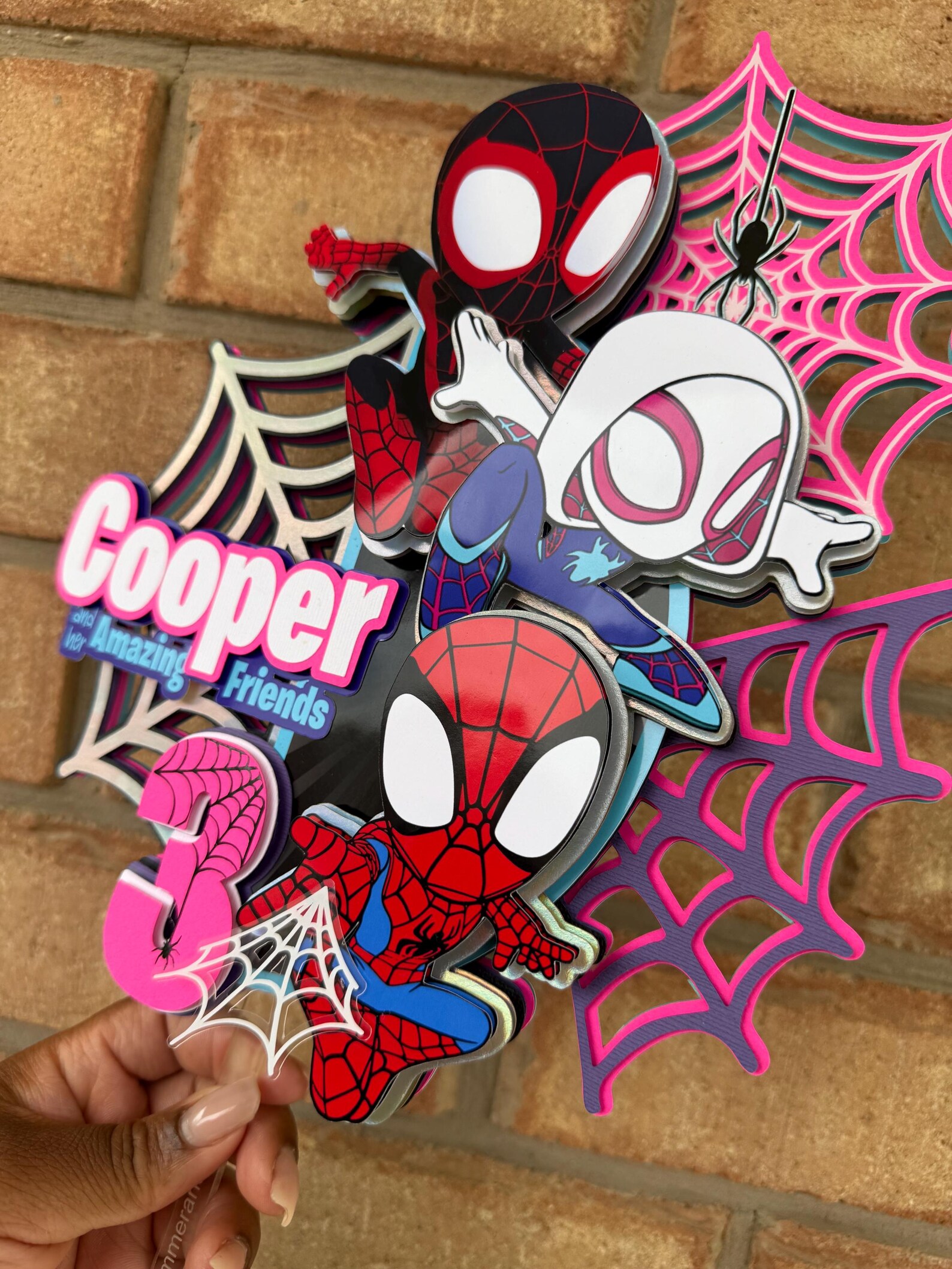 Spidey & His Amazing Friends Cake Topper Pink Teal Spidey Cake Topper ...