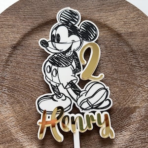 Mickey Mouse Acrylic Cake Topper – Gold Mirror Accents - Etsy