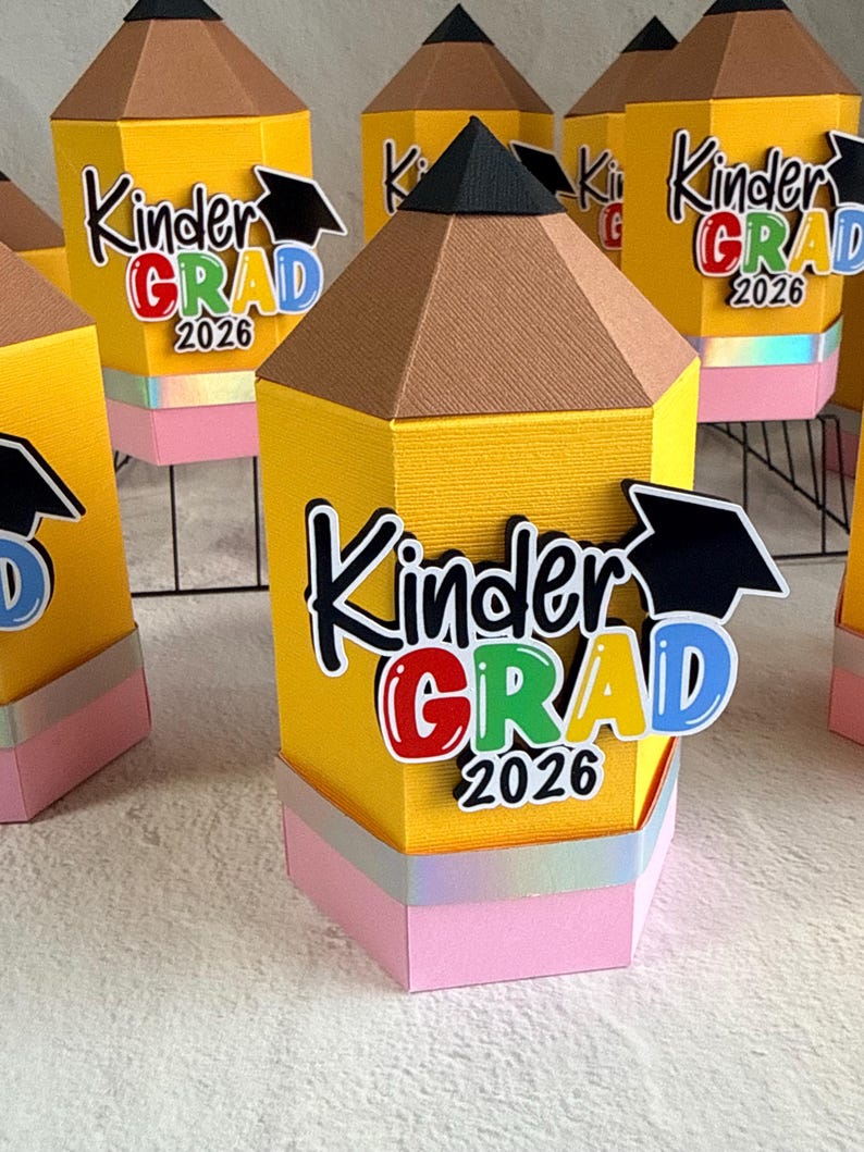 Kinder Graduation Favor Boxes End of School Year Pencil Treat Boxes ...