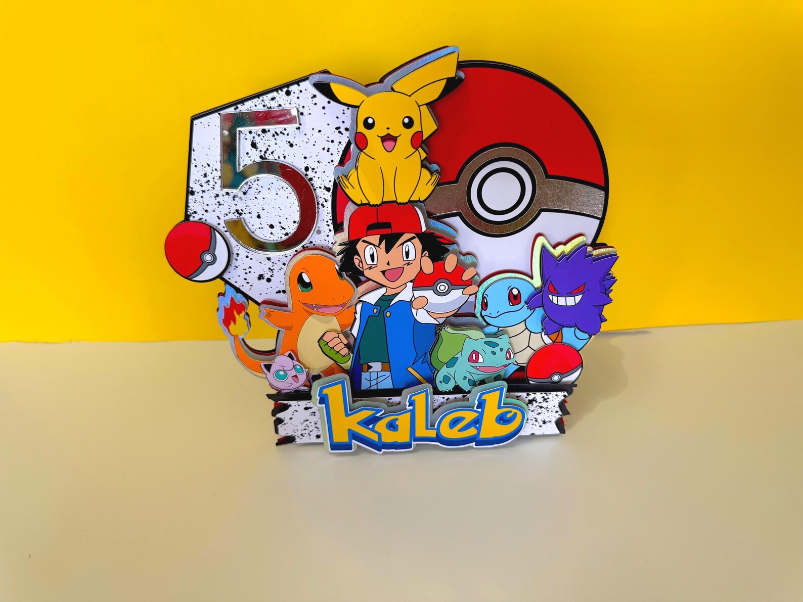 Pokémon Birthday Cake Topper | Personalized Name, Age | Ash Ketchum ...
