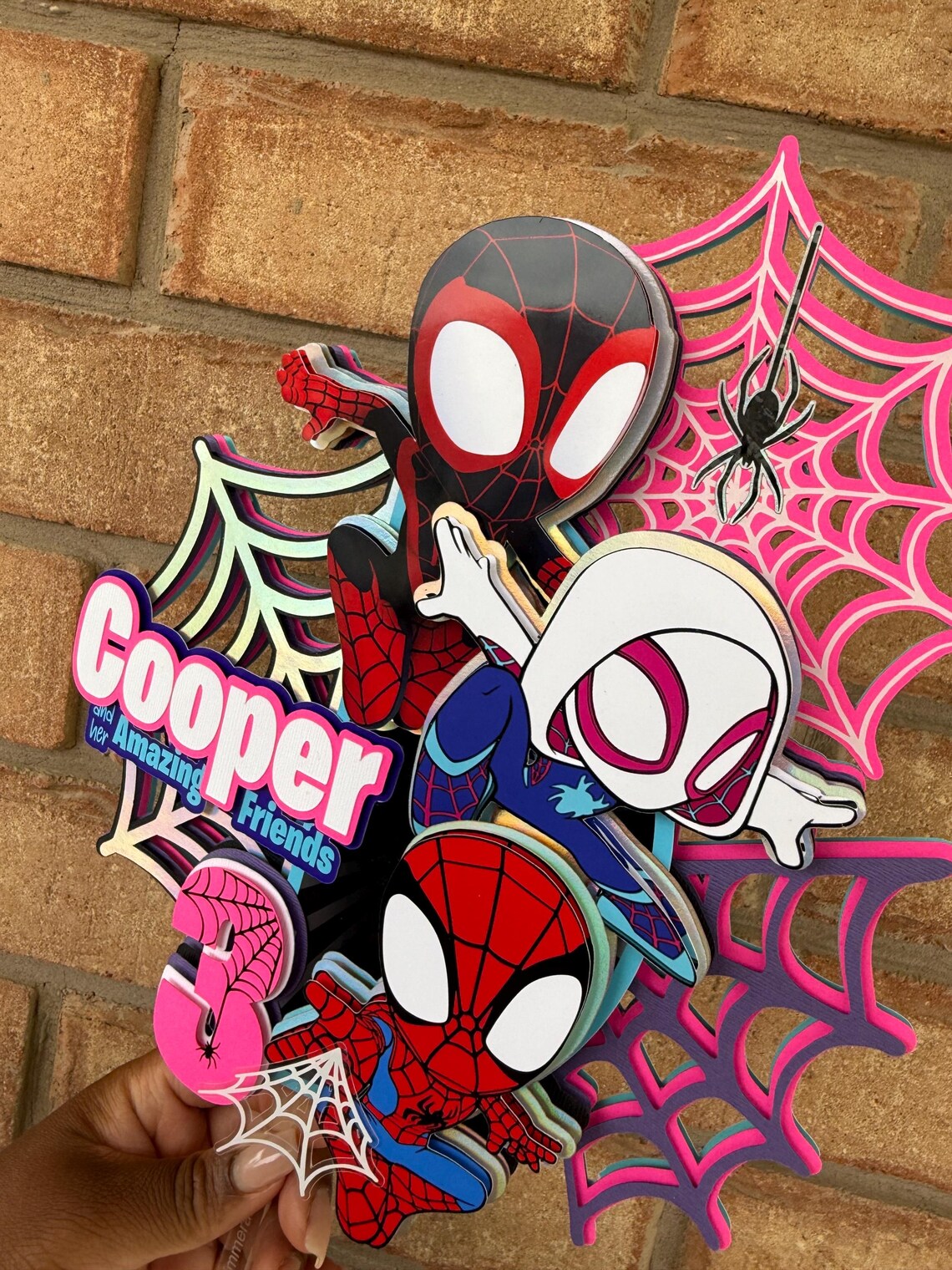 Spidey & His Amazing Friends Cake Topper Pink Teal Spidey Cake Topper ...