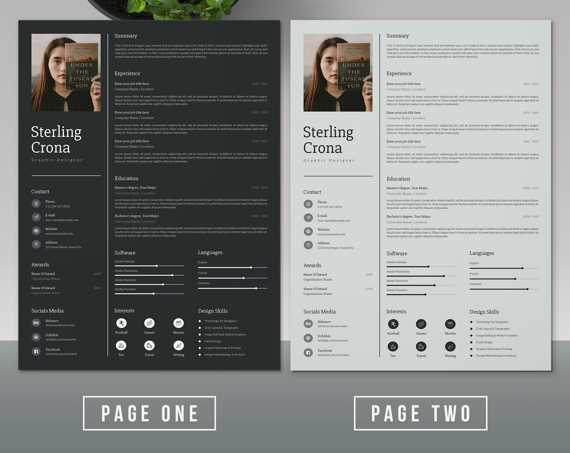Modern CV Design, Creative Resume Template, Photoshop CV Template ...