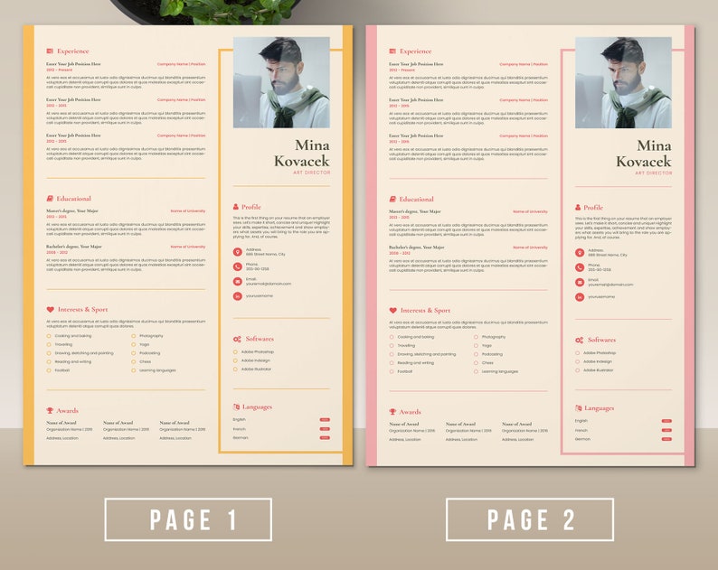 Resume Template, Professional CV Template With Photo, Cv Template ...