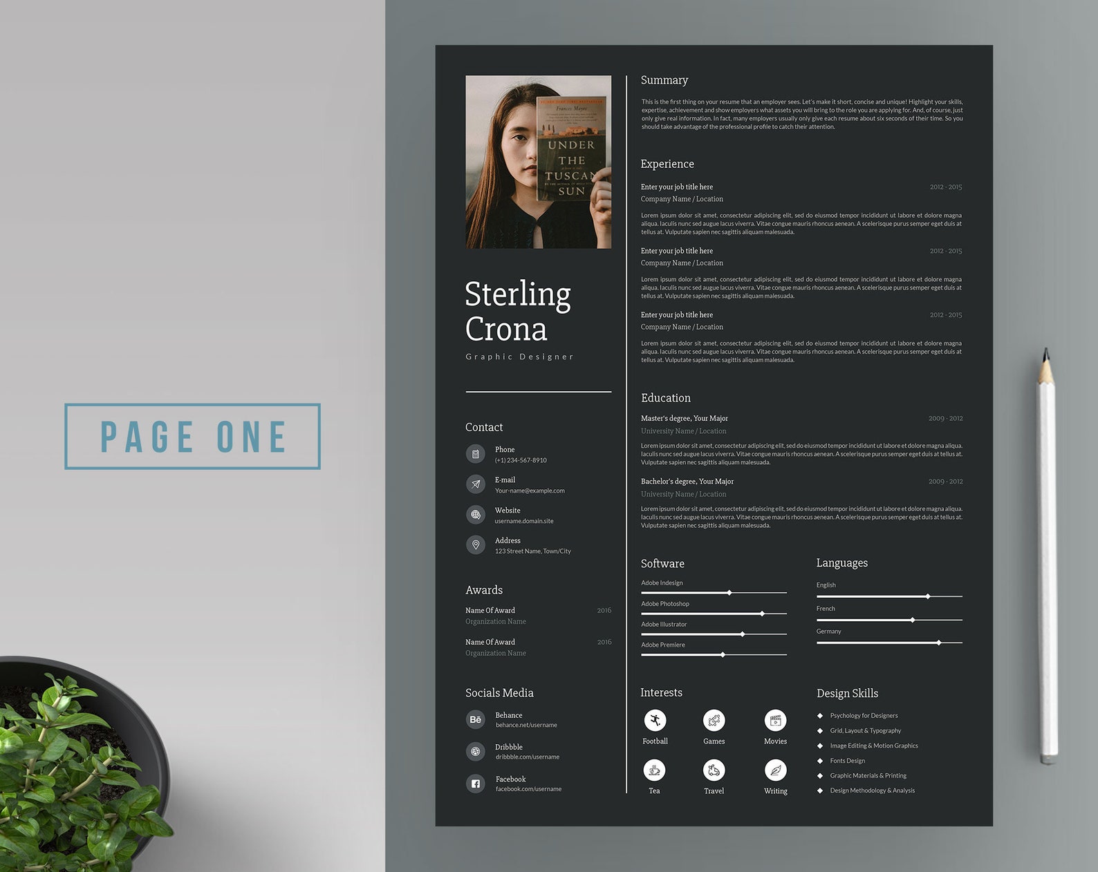 Modern CV Design, Creative Resume Template, Photoshop CV Template ...
