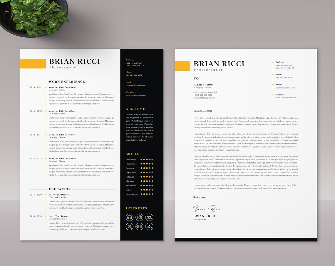 Modern Resume Template CV Template Word Docx Indesign - Etsy