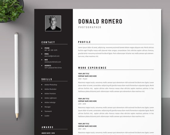 Modern Resume Template CV Template Word Docx Indesign | Etsy