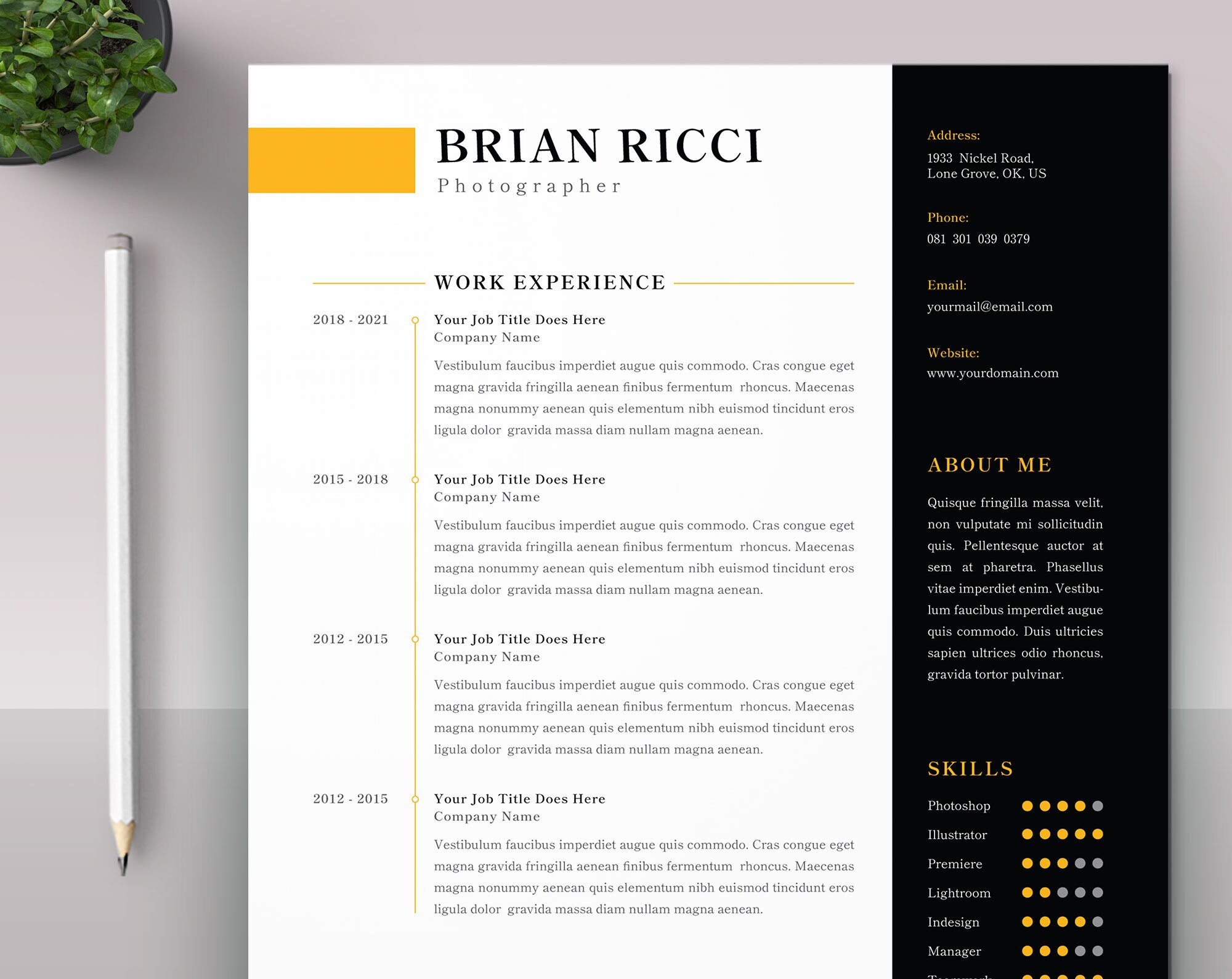 Modern Resume Template CV Template Word Docx Indesign | Etsy