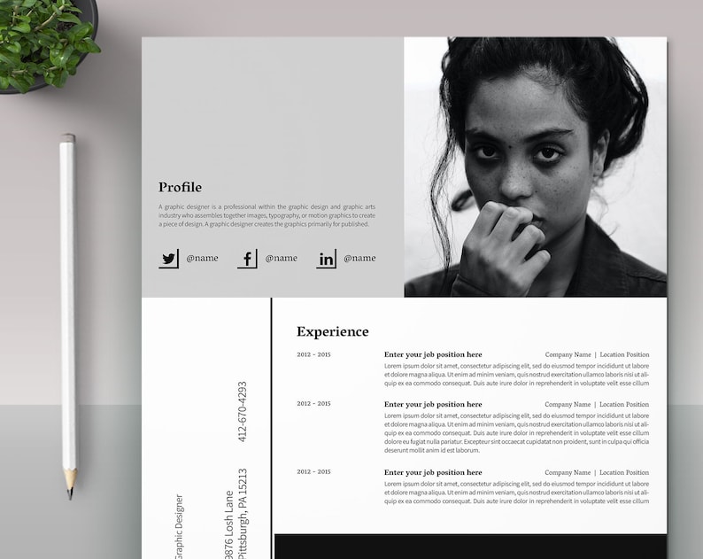 Resume Template, Professional CV Template With Photo, Cv Template ...